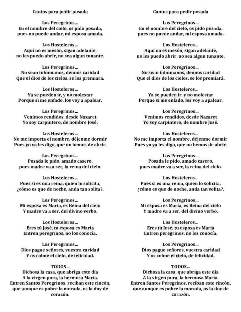 Letanía y Cantos para Pedir Posada | PDF