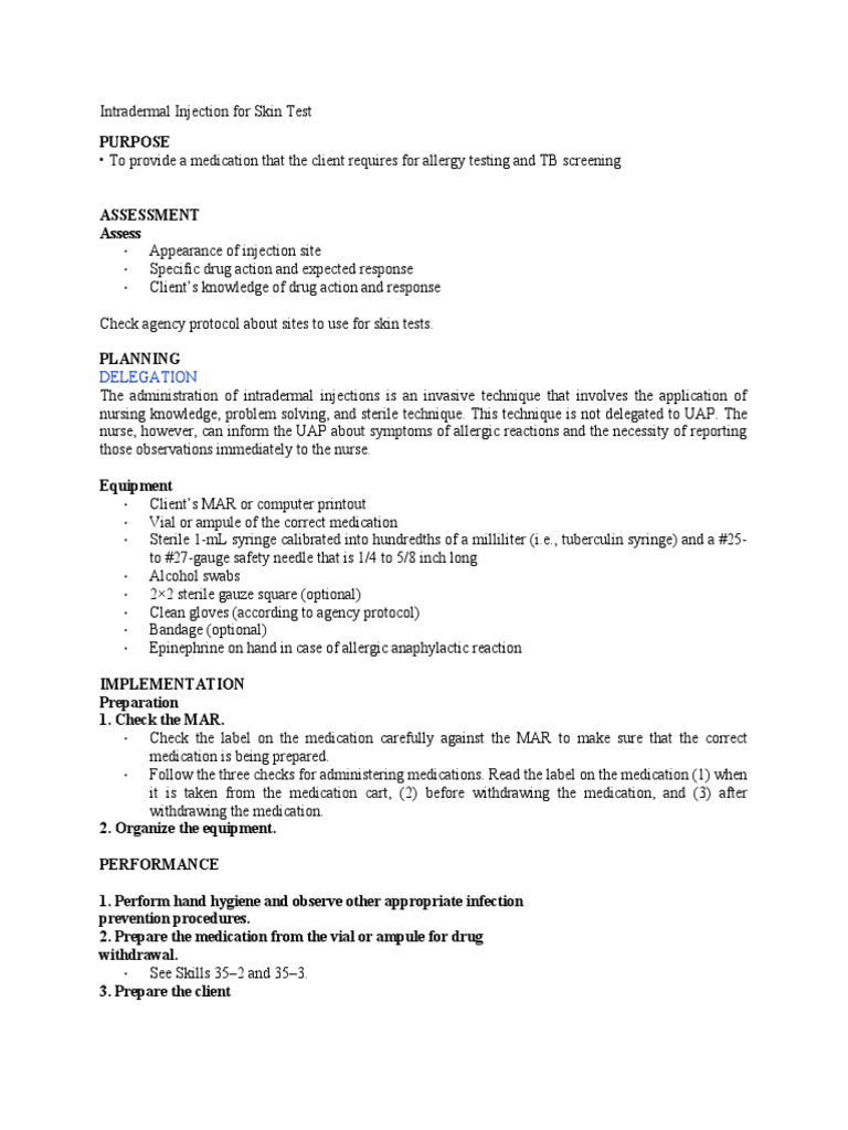 Administering an Intradermal Injection for Skin Tests: A Detailed Guide ...