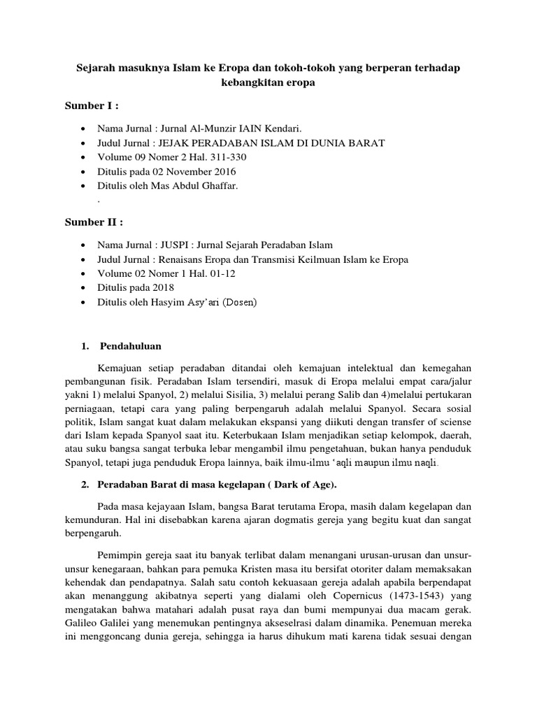 Sejarah Masuknya Islam Ke Eropa Dan Tokoh-Tokoh Yang Berperan Terhadap ...