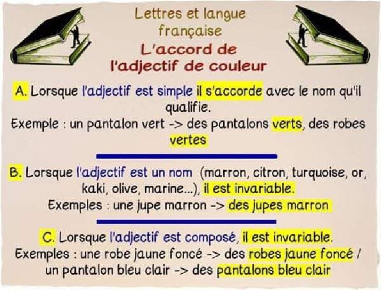 Accord de L'adjectif de Couleur | PDF