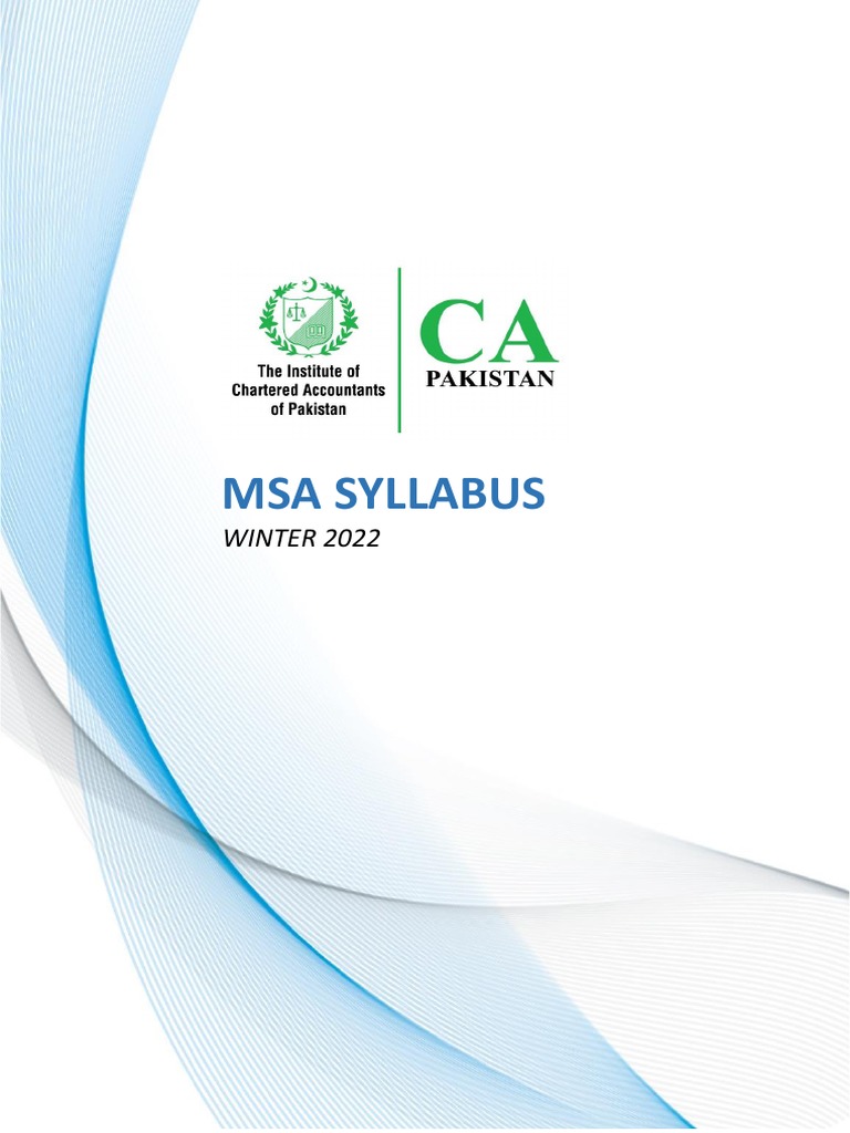MSA Syllabus Winter 2022 Overview | PDF | Financial Audit ...