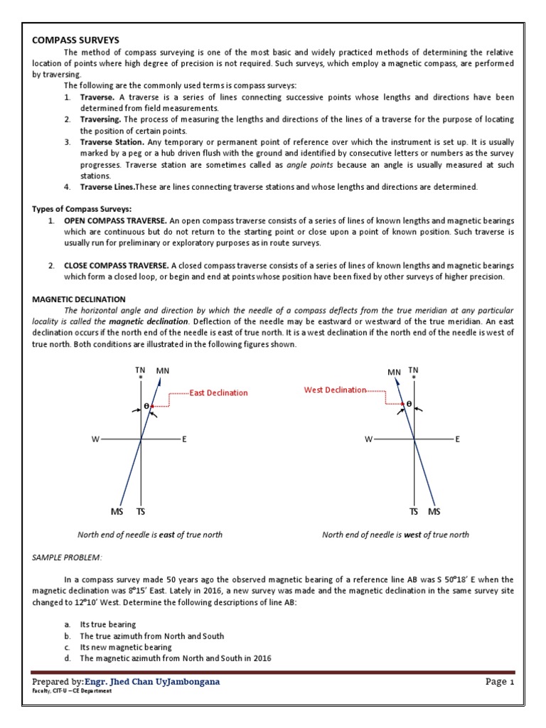 Topic 4 - Compass Surveys | PDF | Compass | Surveying
