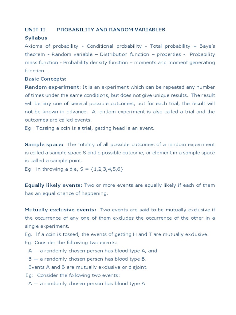 Module II - Probability Complete | PDF | Probability Distribution | Random Variable