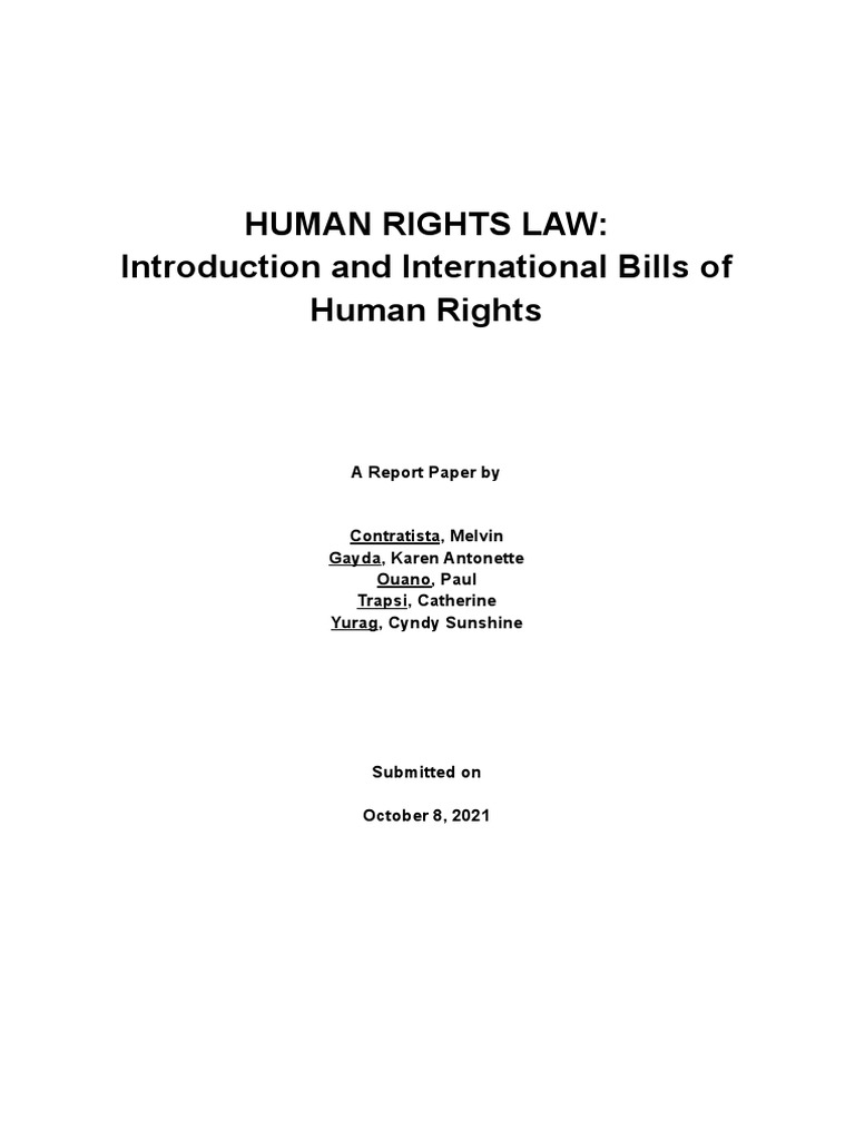 Human Rights Law - Introduction and The International Bill of Human ...