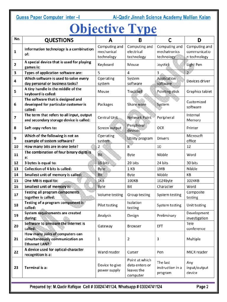 GUESS Paper COMPUTER 2021 | PDF | Computer Network | Random Access Memory