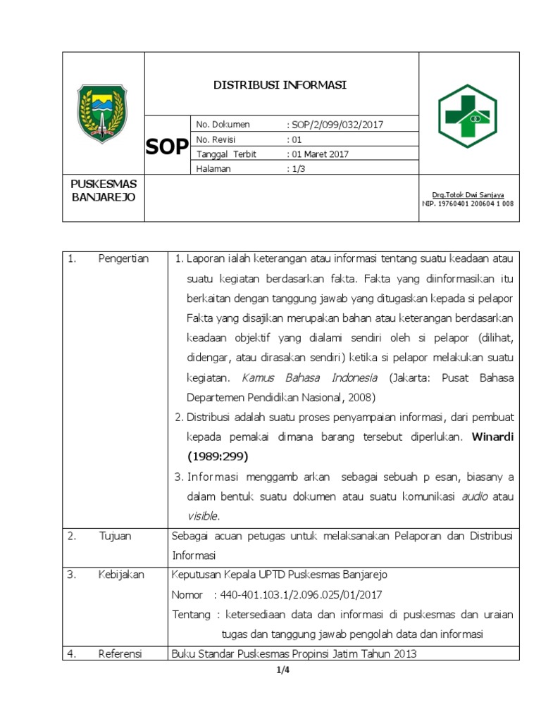 2.3.17.4 Sop Distribusi Informasi 2018 | PDF