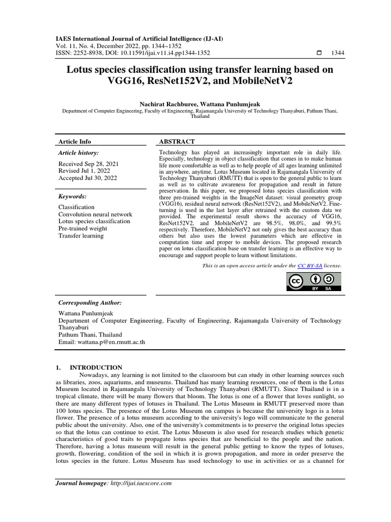 Lotus Species Classification Using Transfer Learning Based On VGG16 ... Lotus Species Classification Using Transfer Learning Based On VGG16 ...
