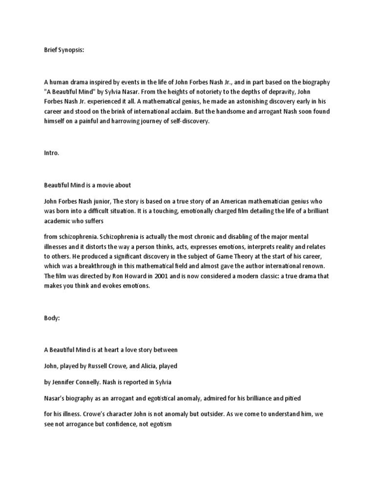 A Beautiful Mind - Movie Review | PDF | Psychology