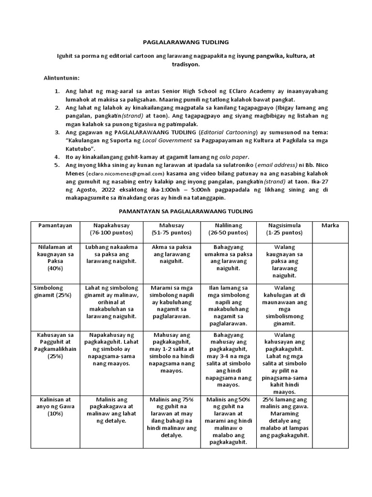 Paglalarawang Tudling | PDF