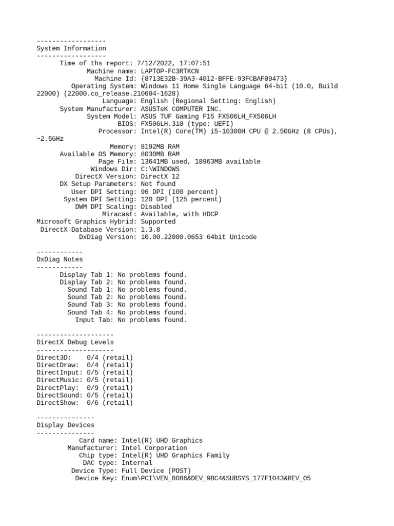 DX Diag | PDF | Device Driver | Computer Science