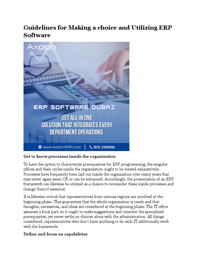 Guidelines For Making A Choice and Utilizing ERP Software | PDF ...