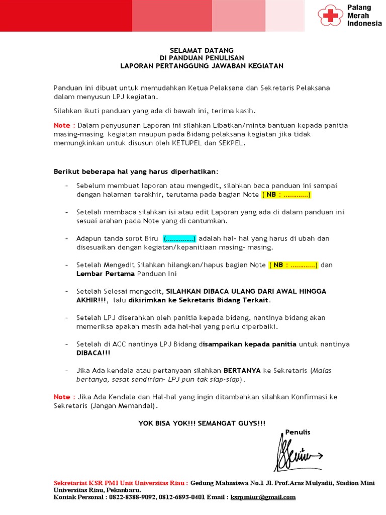 Panduan LPJ KEGIATAN 2022 | PDF