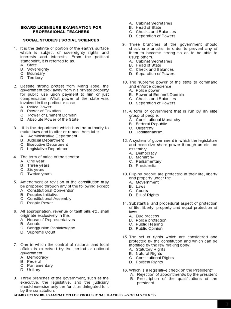 Answer Key - Compiled Questions Pre Board | PDF | Separation Of Powers ...