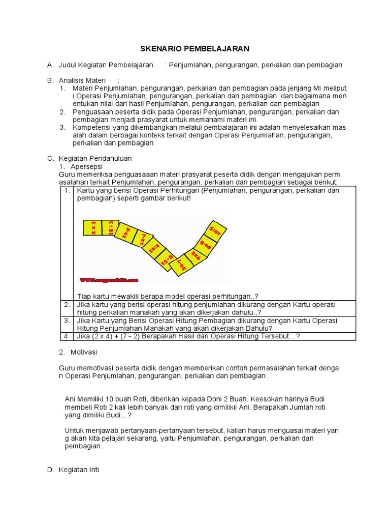 Contoh Skenario Pembelajaran Operasi Hitung | PDF