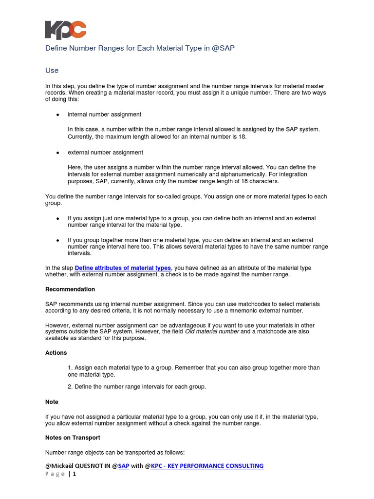 SAP Material Type Number Ranges | PDF | Interval (Mathematics ...