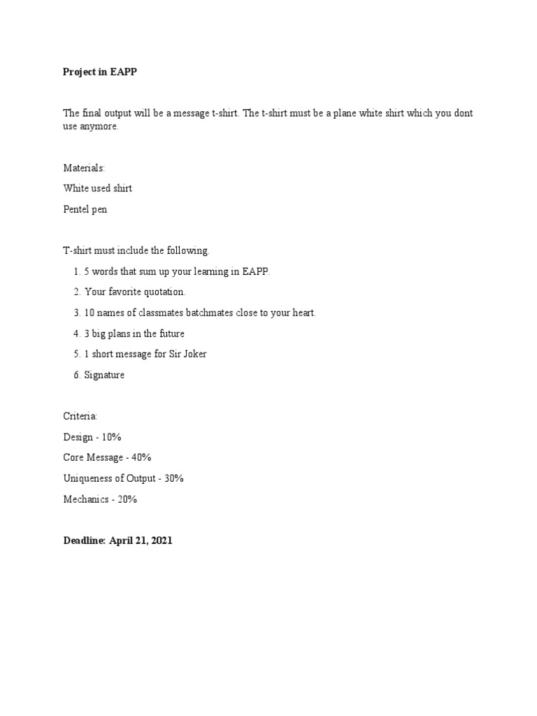 Project in EAPP | PDF