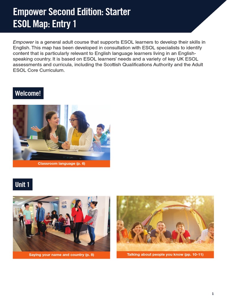 Empower Second Edition Starter ESOL Map | PDF | English As A Second Or ...