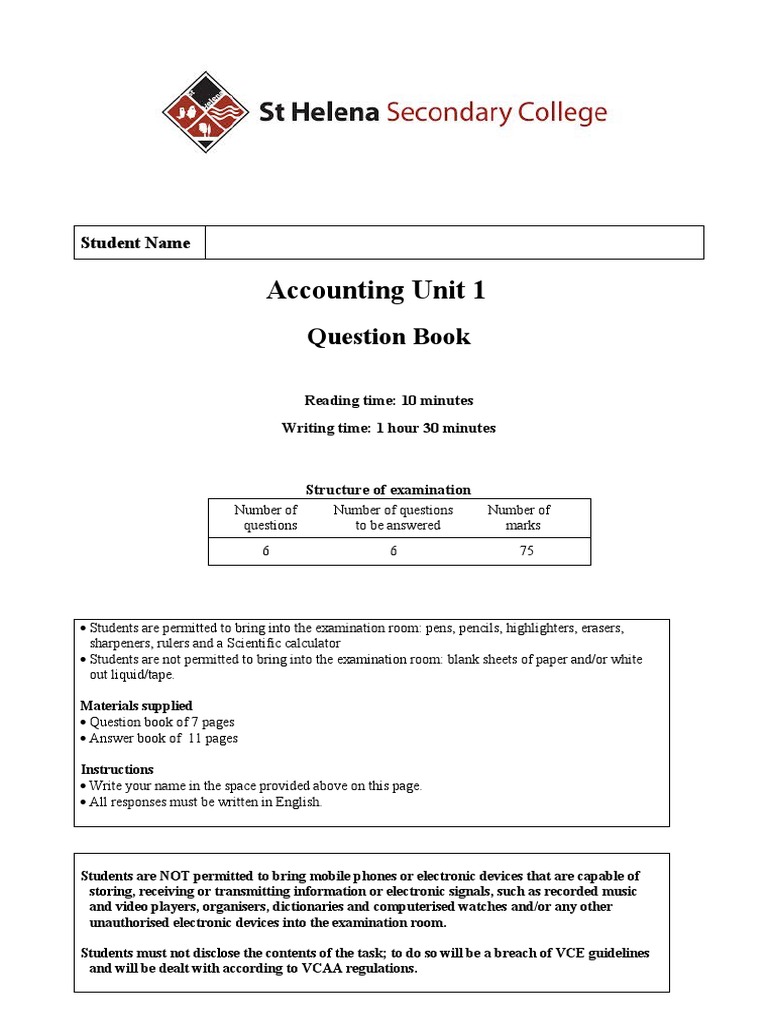 Unit 1 Practice Exam 1 | PDF | Balance Sheet | Value Added Tax