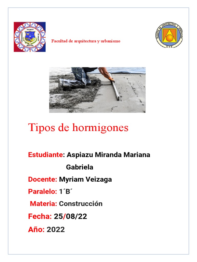 Tipos de Hormigones | PDF | Hormigón | Cemento
