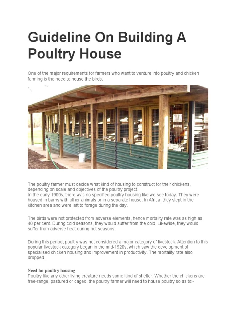 Guideline On Building A Poultry House | PDF | Poultry Farming | Chicken