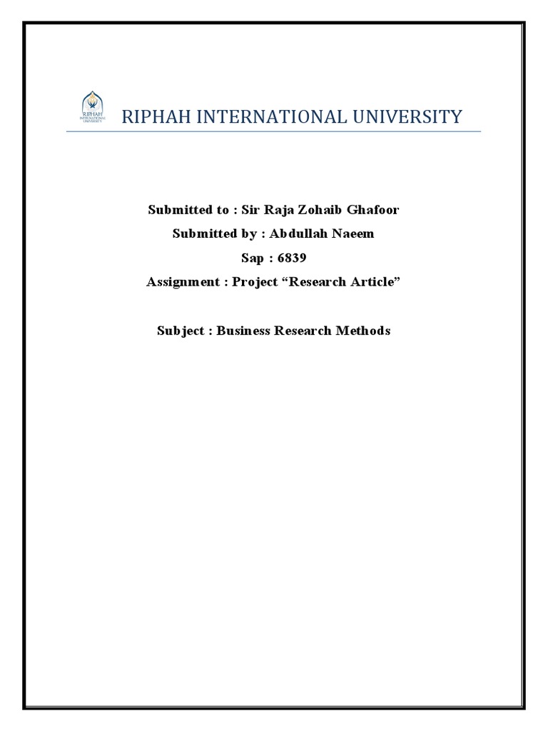 Abdullah Naeem - RM Project | PDF | Brand | Survey Methodology