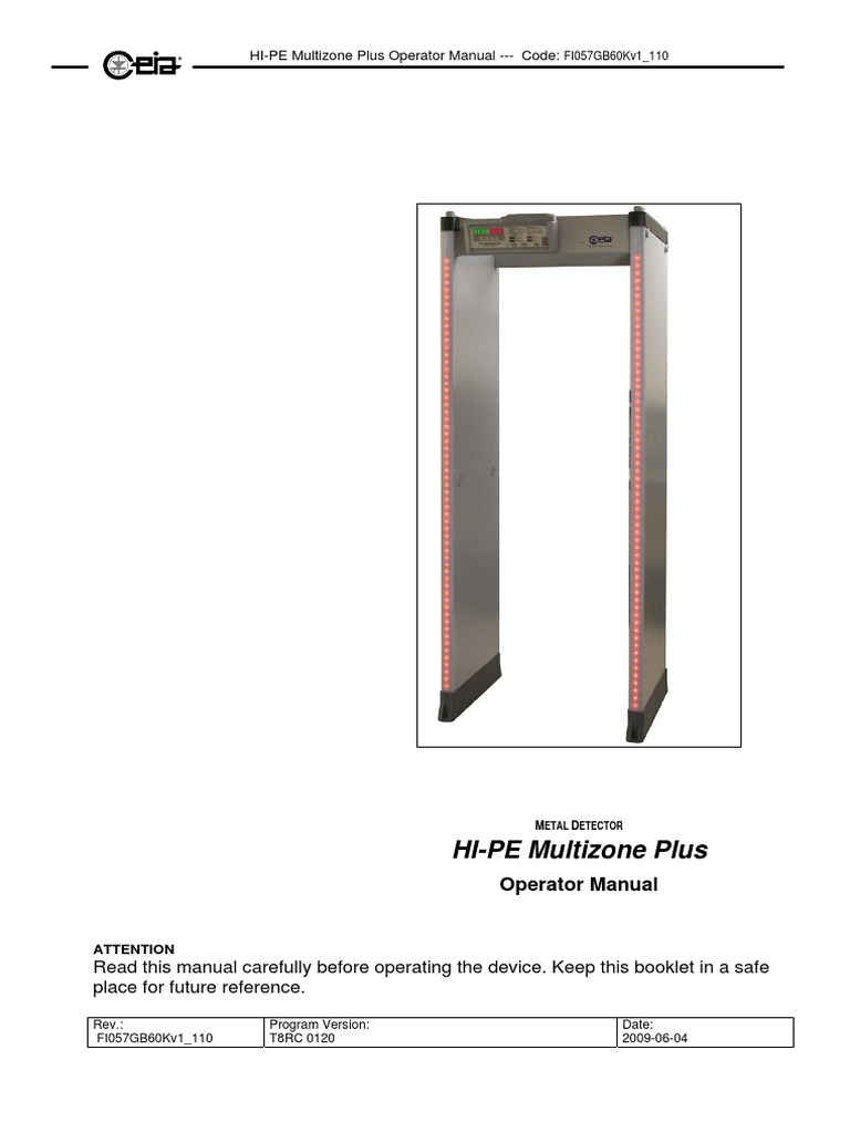 HI PE PLUS Operator Manual | PDF | Power Supply | Metal Detector HI PE PLUS Operator Manual | PDF | Power Supply | Metal Detector