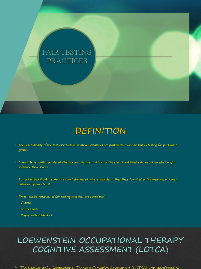 Fair Testing Practices-Miraclyn | PDF | Occupational Therapy ...