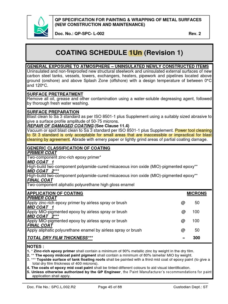 Metal Surface Coating Specification | PDF | Paint | Epoxy