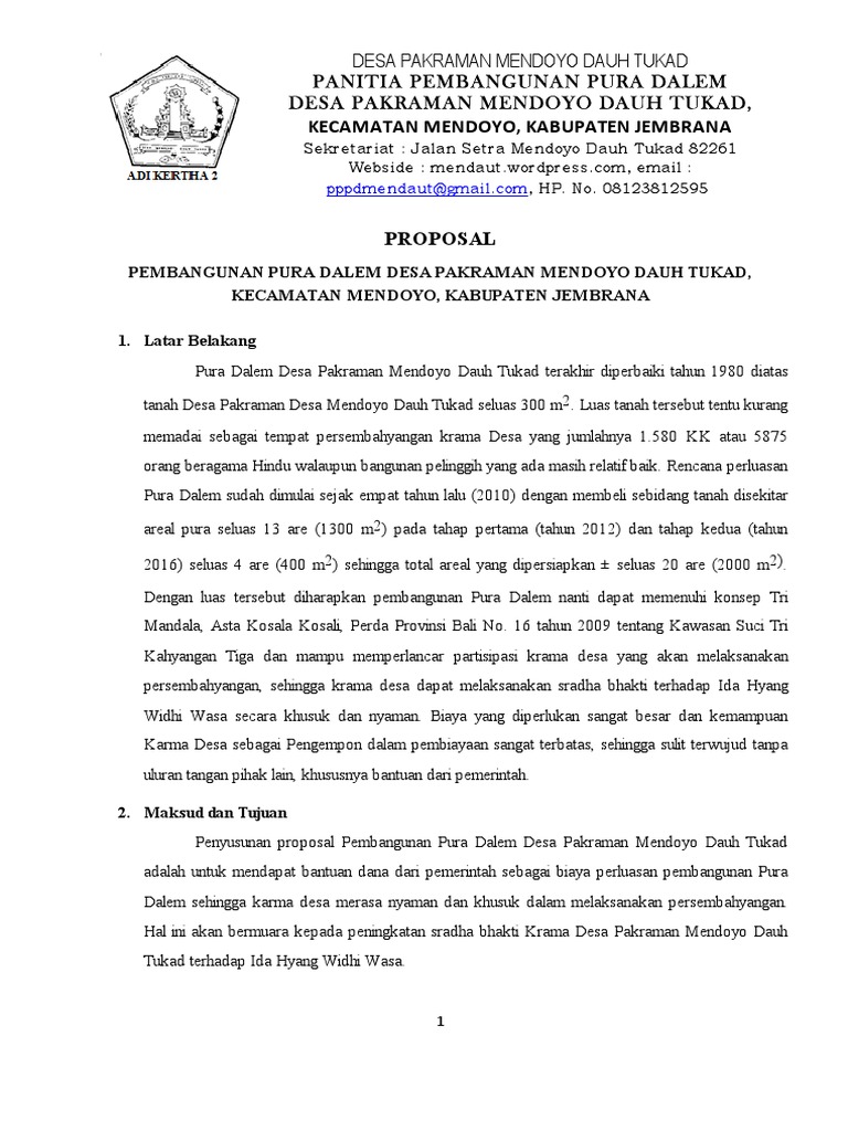 Proposal Pura Dalem | PDF