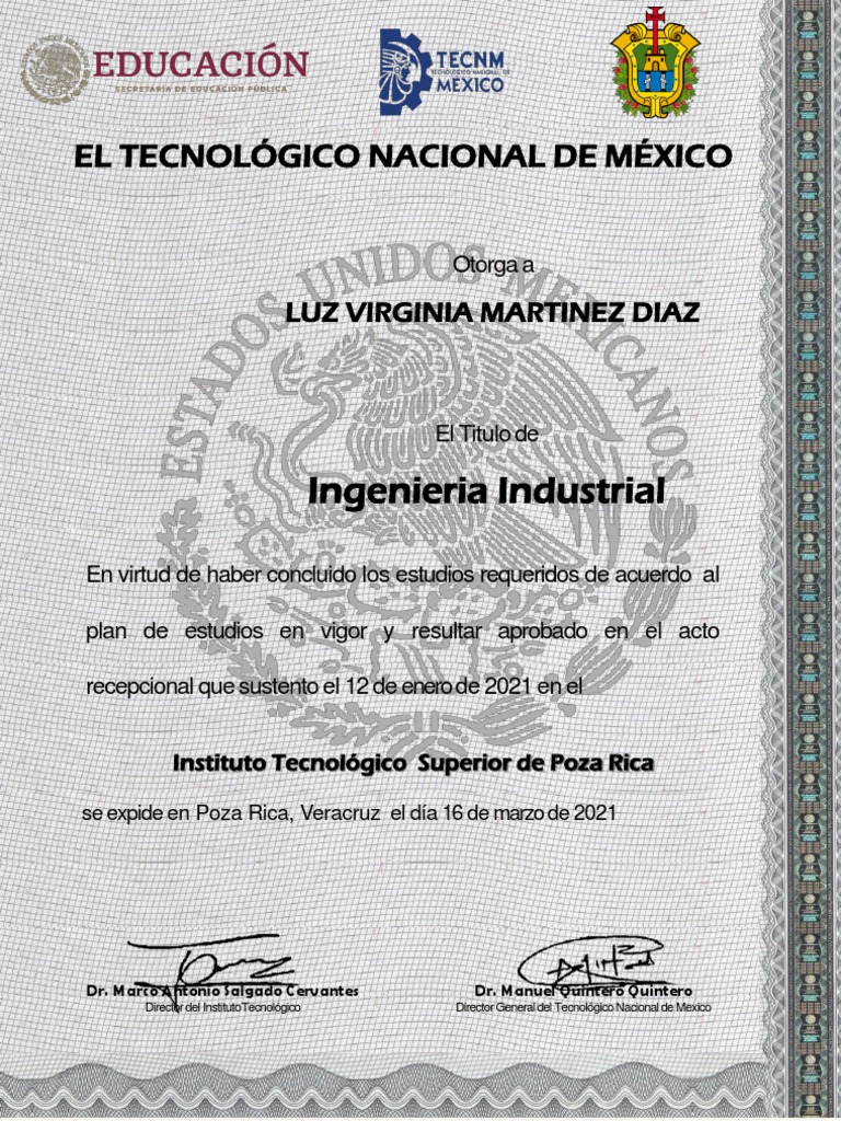 Titulo Tecnologico Poza Rica 2 | PDF