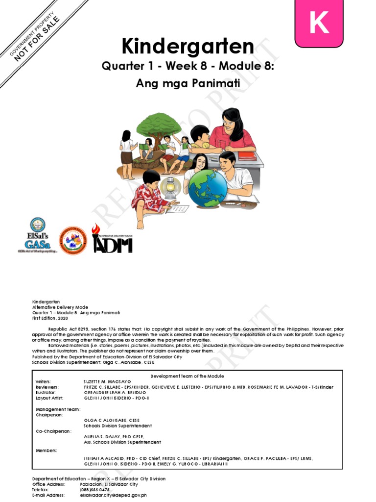 Kindergarten Q1 Mod8 AngMgaPanimati v5 | PDF