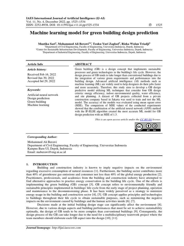 Machine Learning Model For Green Building Design Prediction Pdf