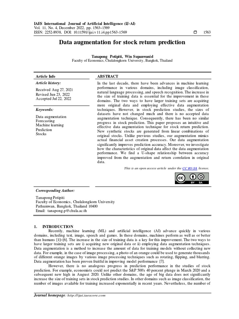 Data Augmentation For Stock Return Prediction | PDF | Dependent And Independent Variables ...