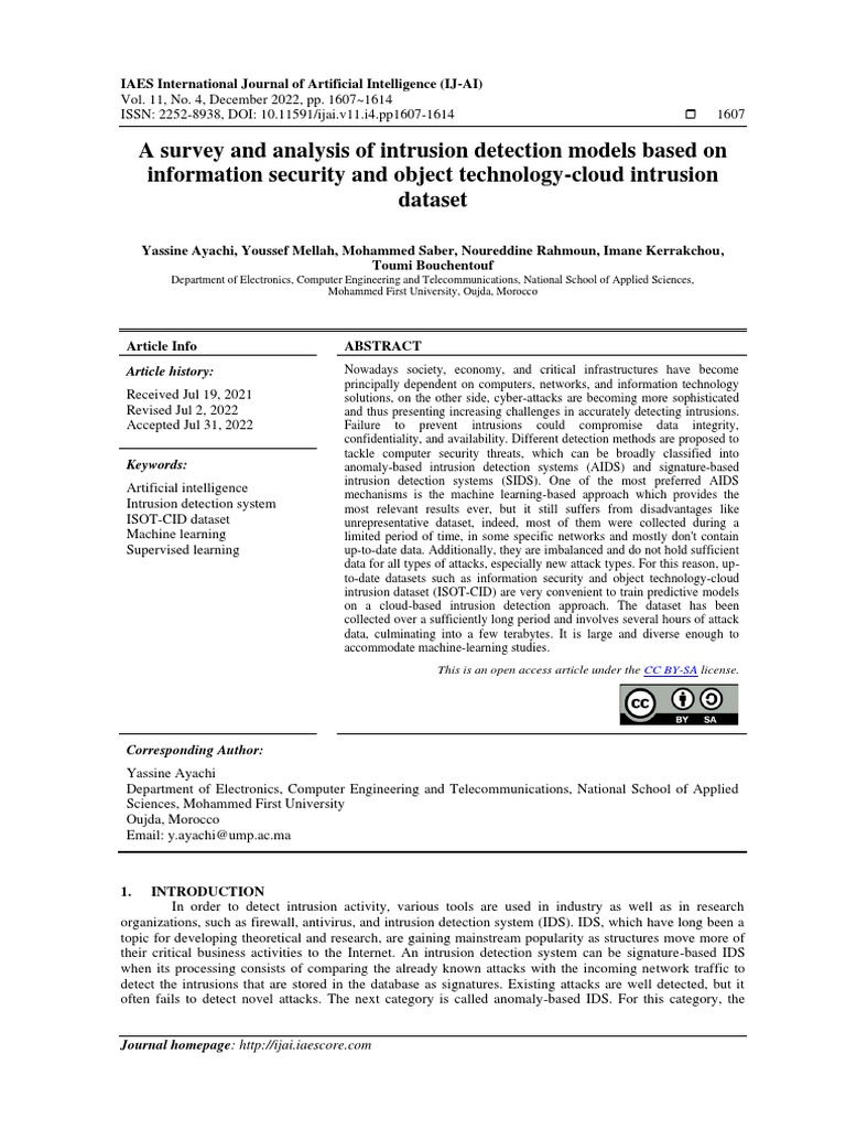 A Survey And Analysis Of Intrusion Detection Models Based On