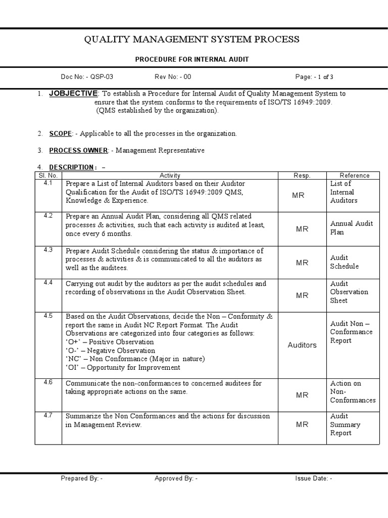 Internal Audit Procedure Guide | PDF | Audit | Quality Management System