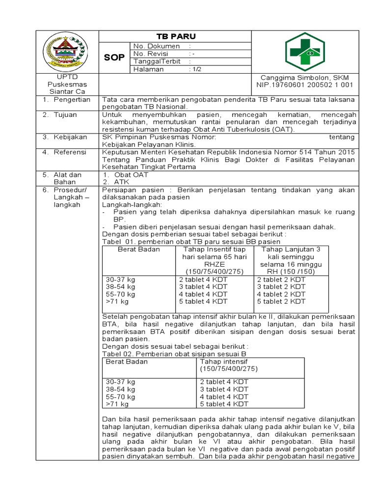 Sop TB Paru | PDF