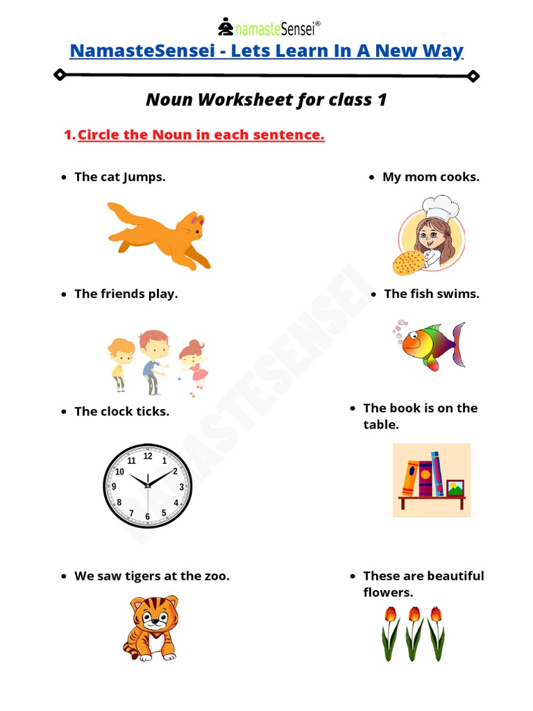 Noun Worksheet For Class 1 | PDF