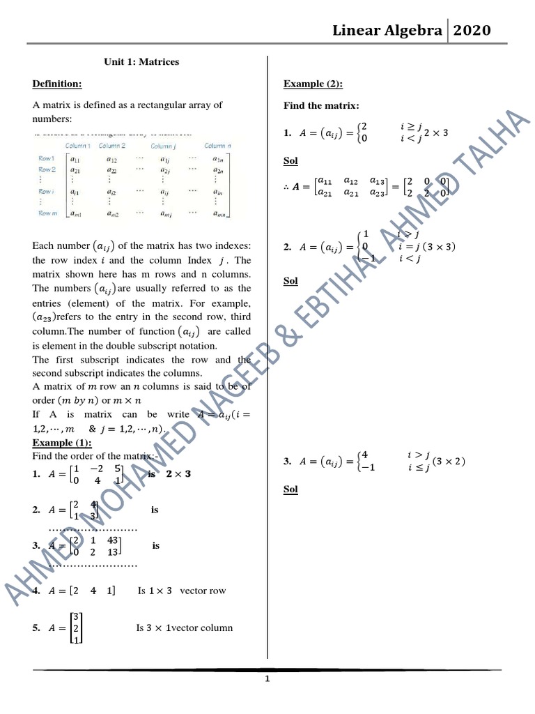 linear algbra(1) | PDF | Matrix (Mathematics) | Determinant
