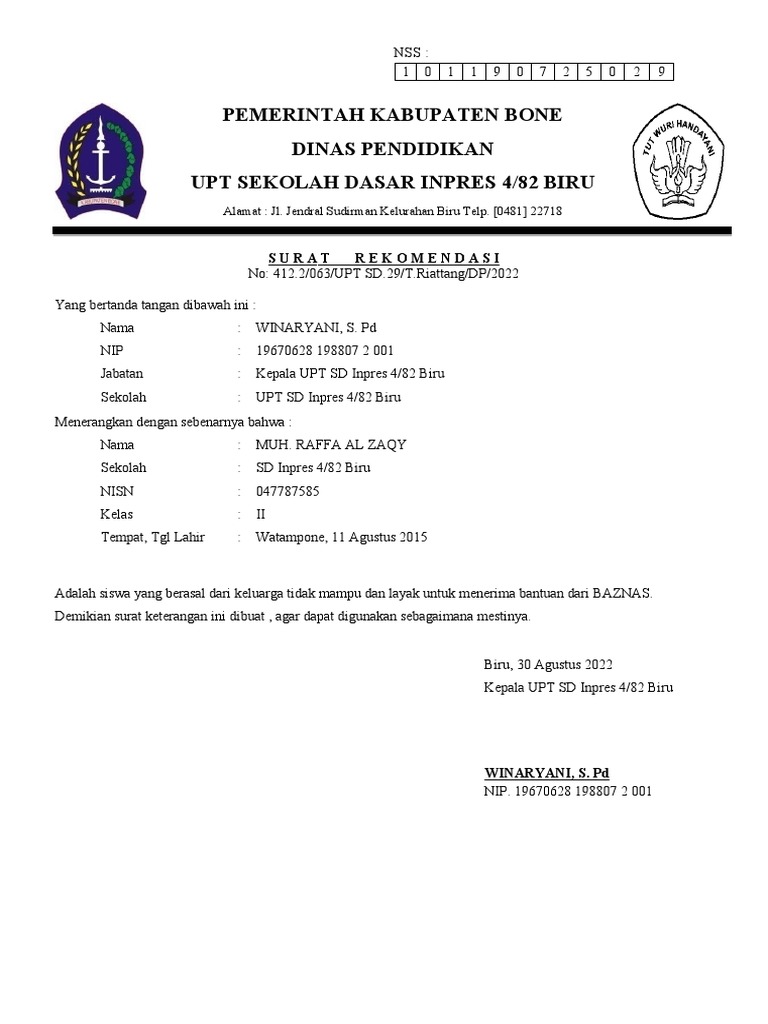 SK Rekomendasi Baznas | PDF