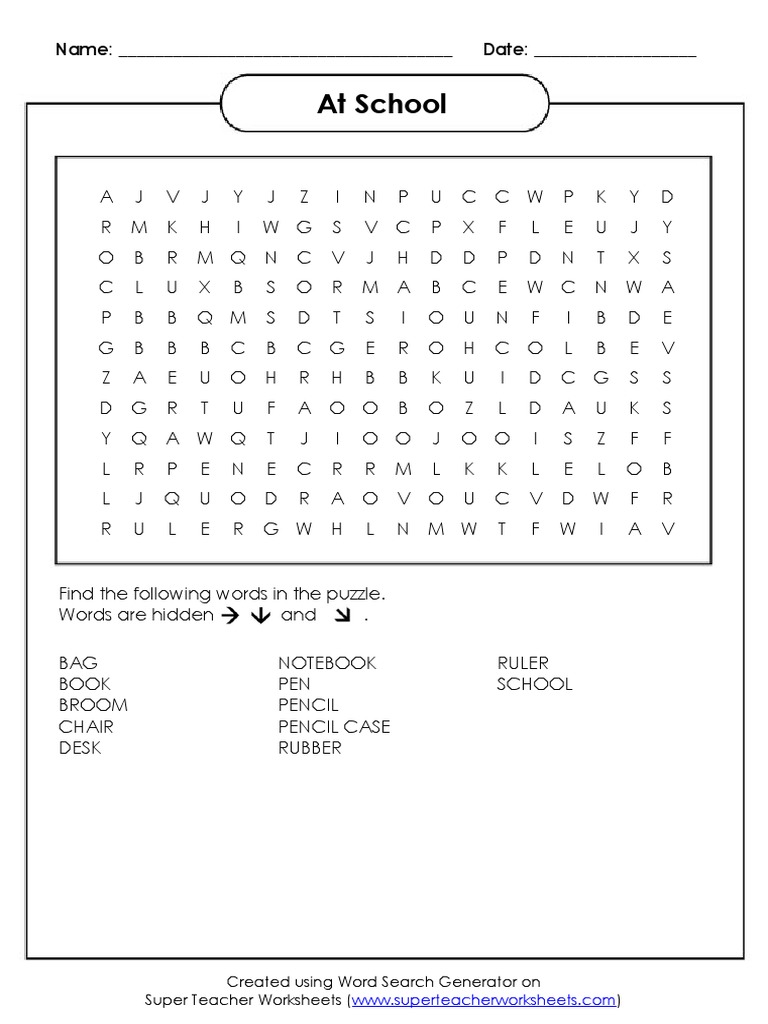 Super Teacher Worksheets at School | PDF | Word Search | Puzzles