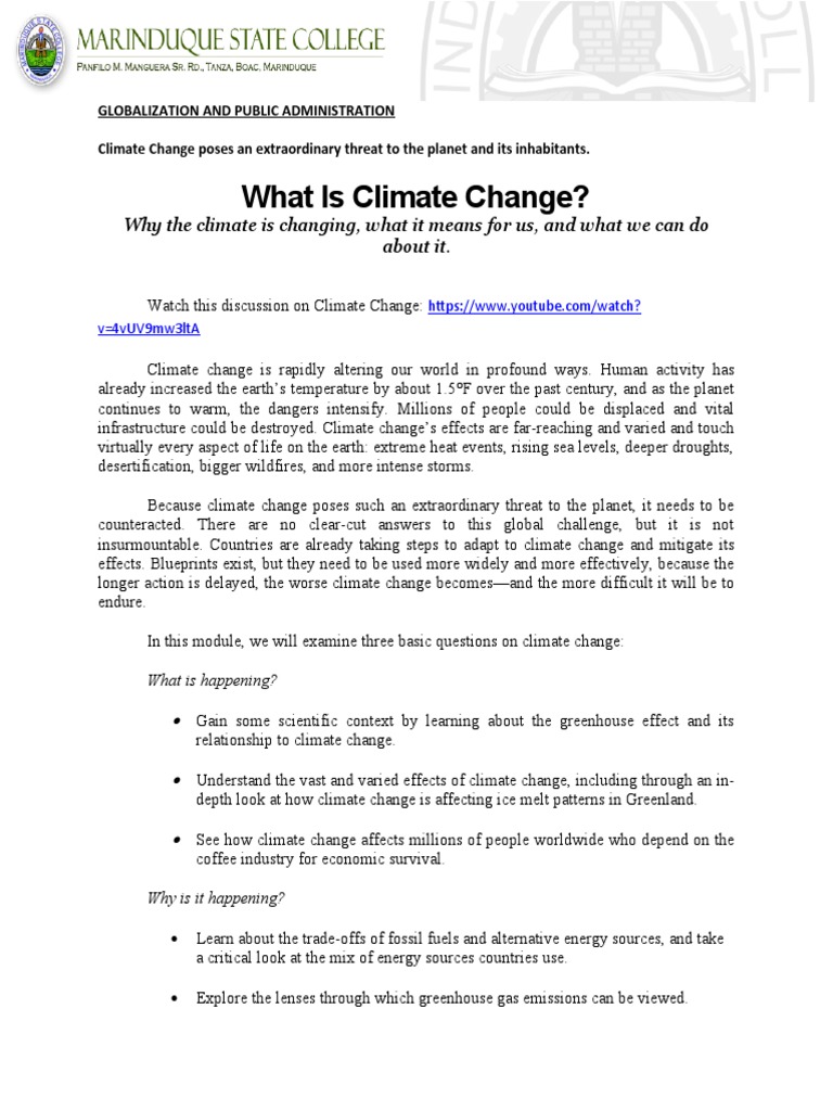 Globalization Module 7 Climate Change | PDF | Climate Change ...
