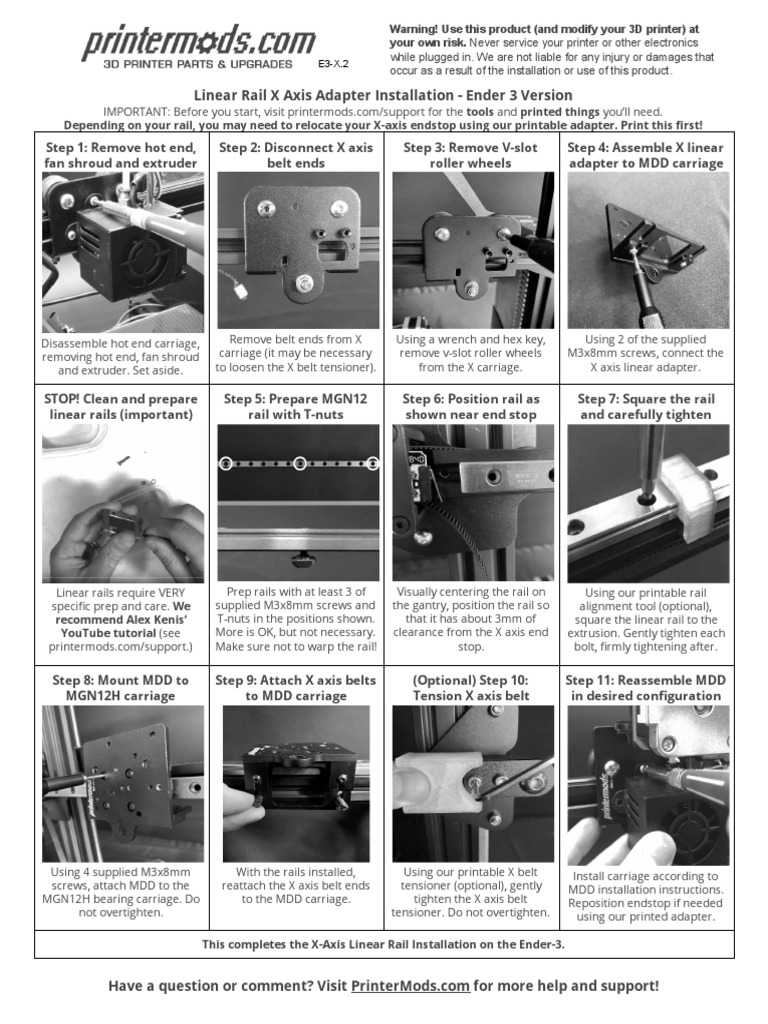Ender 3 X Axis Linear Rail Setup Guide | PDF | Tools | Manufactured Goods