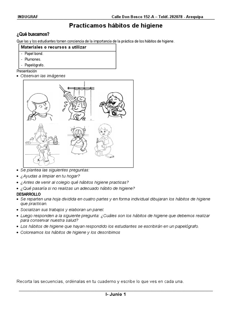 Ejercicios de Hábitos de Higiene | PDF | Higiene | Ciencias de la Salud