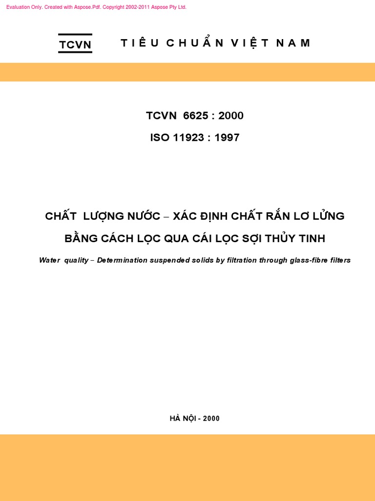 TCVN 6625-2000 TsS lọc sợi thủy tinh | PDF