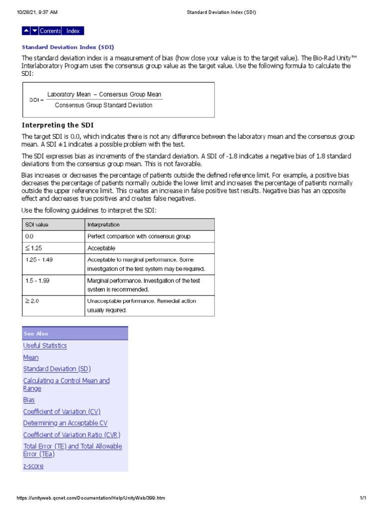 Standard Deviation Index (SDI) | PDF