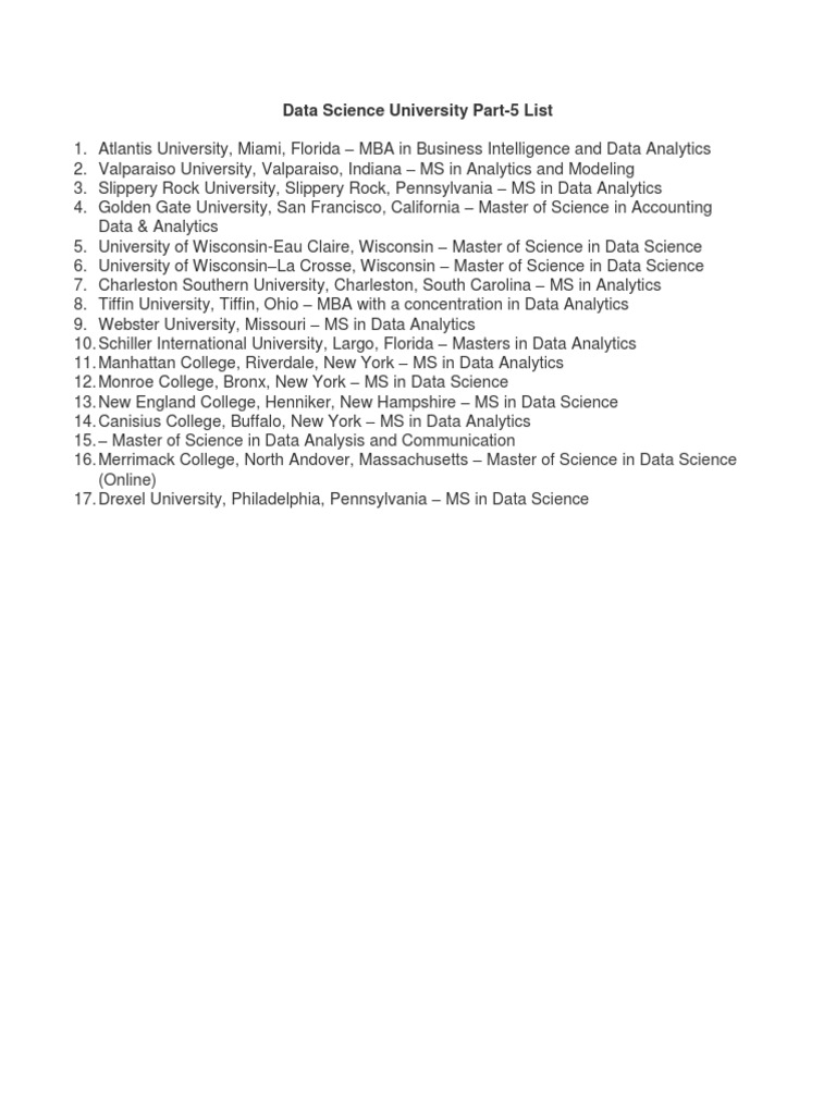 Part Data Science University List 5 | PDF | Career & Growth