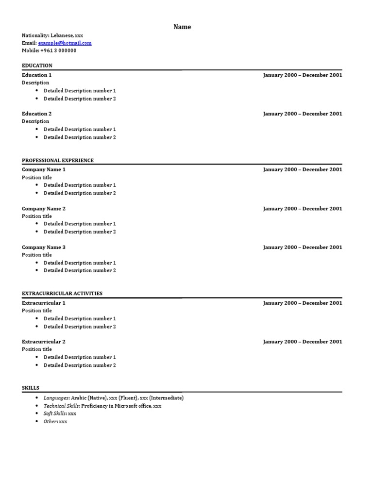 CV Template-English | PDF
