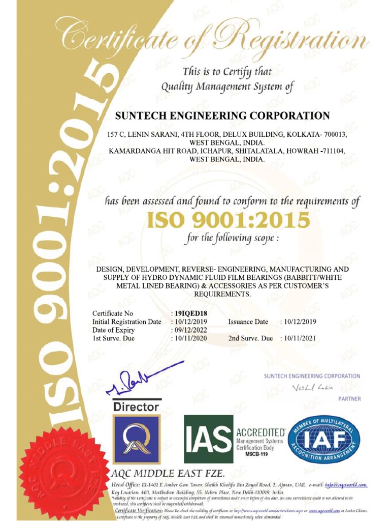 Iso 9001 2015 Suntech Engineering Corporation | PDF