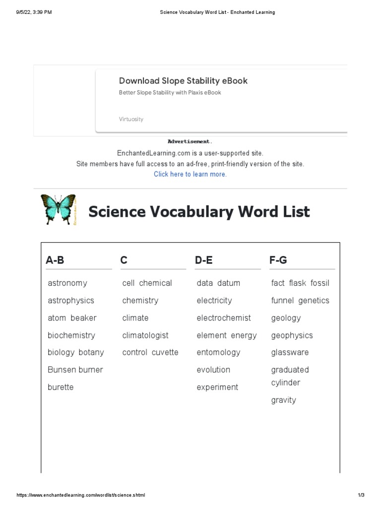 Science Vocabulary Word List - Enchanted Learning | PDF | Science ...
