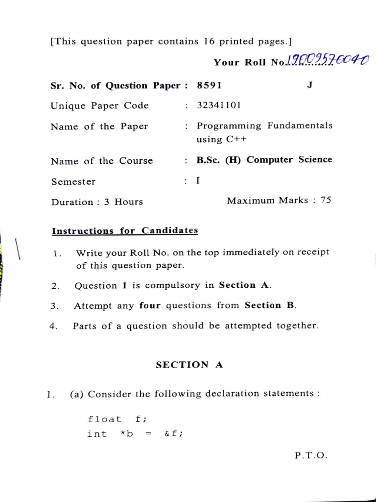 CPP QN 2019 | Download Free PDF | C++ | Subroutine